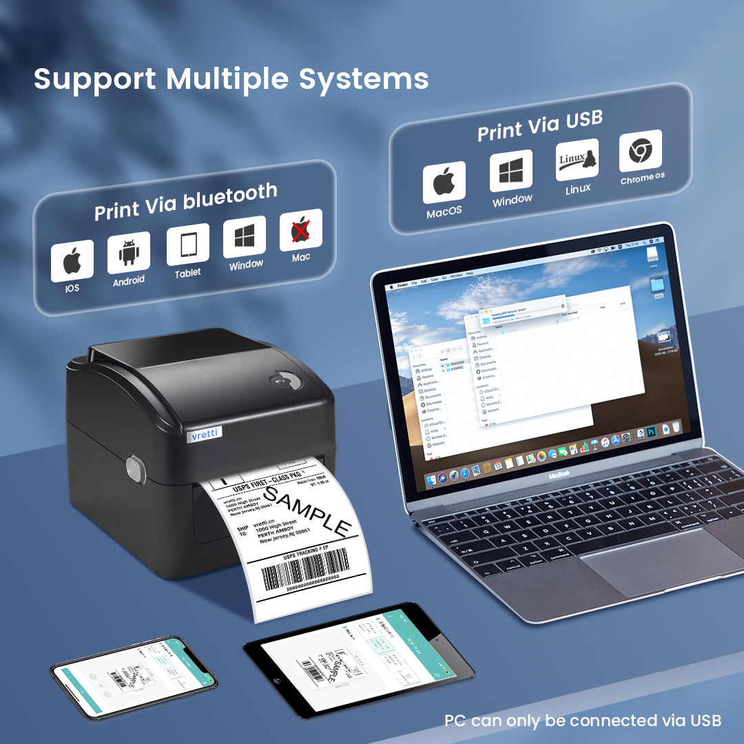 Vretti 4 X 6thermal Shipping Label Printer 420b Usb Bluetooth 0196