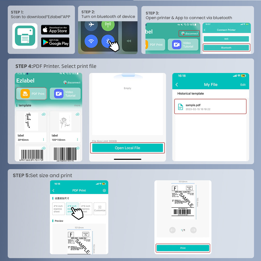 VRETTI 4 x 6Thermal Shipping Label Printer 420B USB + Bluetooth ...