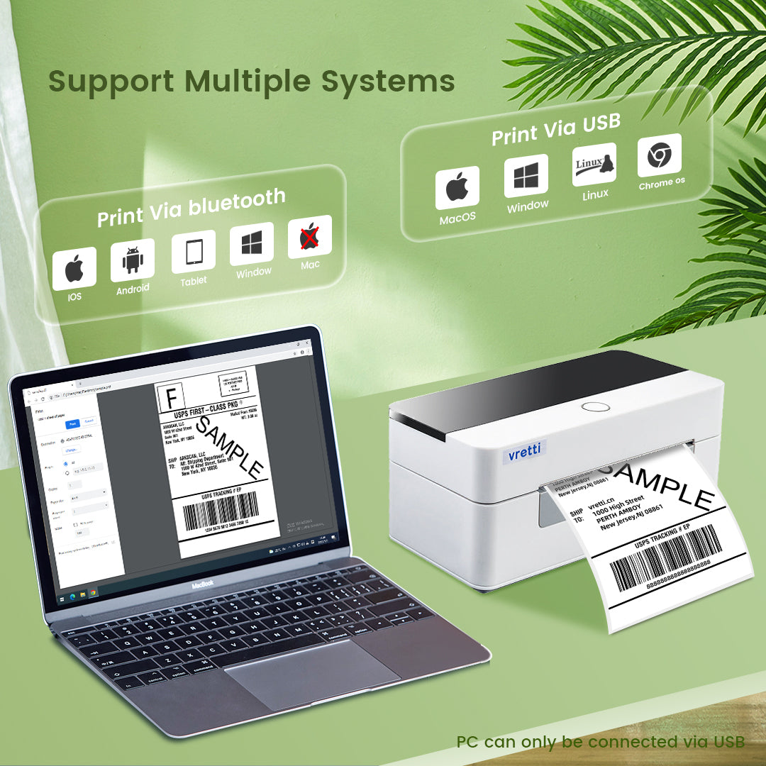 VRETTI 4x6 Thermal Shipping Label Printer D463B USB + Bluetooth ...